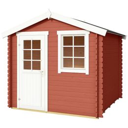 Lasita Maja Gartenhaus &raquo;Wels 2&laquo; Blockbohlenhaus 28mm, Fundamentmass 2300x2300, Schwedenrot rot Massivholz Fu&szlig;boden im Gartenhaus, ohne Dacheindeckung