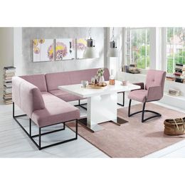 exxpo - sofa fashion Eckbank &raquo;Affogato, bequem und elegant, hochwertige Detailverarbeitung&laquo; Frei im Raum stellbar lila Struktur: Webvelour 100% 
