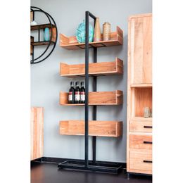 GUTMANN FACTORY Regal &raquo;Firestones, Standregal, H&ouml;he 200 cm&laquo; Dekorativer Rahmen aus Metall, schwarz lackiert beige B/H/T: 80cm x 200cm x 30cm, offene F&auml;cher