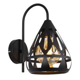 Globo LIGHTING Wandleuchte &raquo;HASSAN&laquo; E27 1 Stk. Wandlampe/Spot/Dekor/Wohnzimmer/Flur/Lichtschein: abw&auml;rts schwarz 1 Stk.