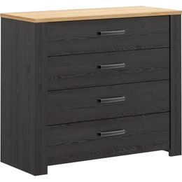 FORTE Kommode &raquo;Bohol&laquo; B/H/T 101,4/87/42 cm, 4 Schubk&auml;sten schwarz Spanplatte B/H/T: 101,4cm x 87cm x 42cm, 4 Stk.