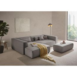 LeGer Home by Lena Gercke Ecksofa &raquo;PIARA XXL Struktur, L-Form, Schlaffunktion&laquo; Hocker stellbar zum Schlafsofa (Krokodilverbinder), tiefe Sitzfl&auml;che 
