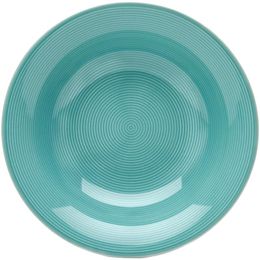 Van Well Pastateller &raquo;Teller Set, Jive, tiefer Teller 20 cm, 6 St&uuml;ck&laquo; dezentes Spiraldekor, sp&uuml;lmaschinen-und mikrowellengeeignet blau Porzellan 20cm