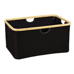 Wenko W&auml;schekorb &raquo;Modell Ecori&laquo; faltbarer W&auml;schesammler, recyceltes Polyester mit Bambusrahmen schwarz Bambus, Polyester 32 l