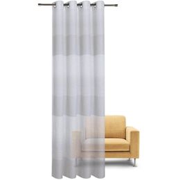 GERSTER Vorhang &raquo;Kelly&laquo; &Ouml;sen 1 Stk. tlg. HxB: 235x140, Moderner &Ouml;senschal gestreift grau Wirkware, Baumwolle, Polyester 235cm, &Ouml;sen, 140cm
