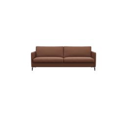 FLEXLUX 3-Sitzer &raquo;Fiore, super Sitzkomfort durch Kaltschaum im Sitz&laquo; schmale Armlehnen, F&uuml;&szlig;e Alu+schwarz braun 100% Echteder B/H/T: 214cm x 85cm x 