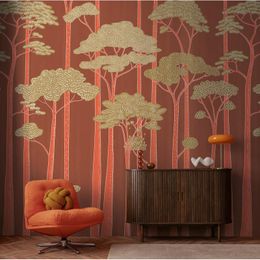 Livingwalls living walls Vliestapete &raquo;Fototapete Grafischer Wald&laquo; braun Vlies B/L: 371m