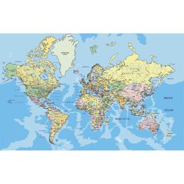 papermoon Fototapete &raquo;World Map&laquo; glatt bunt Vlies B/L: 3m x 2,23m, Bahnen: 6 Stk.