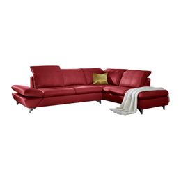 W.Schillig Ecksofa &raquo;Taoo, elegant und zeitlos, bequem, L-Form, Breite 296cm&laquo; mit Sitziefenverstellung & Kopfteilverstellung rot Longlife Xtra-Leder 