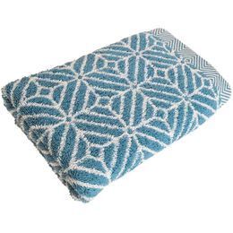 Framsohn frottier Duschtuch &raquo;Design Jaquard Raute Badetuch&laquo; mehrfarbig gewebtem Saum, hergestellt in &Ouml;sterreich blau Jacquard-Walkfrottier, 