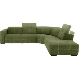 Egoitaliano Ecksofa &raquo;Sauvanne, Designsofa der Extraklasse, elegant und bequem, L-Form&laquo; wahlweise mit elektrischer Relaxfunktion, Kopfteilverstellung gr&uuml;n B/H/T: 