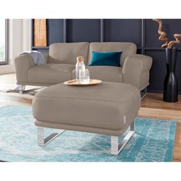 W.Schillig Hocker &raquo;montanaa&laquo; mit Metallkufen in Chrom gl&auml;nzend, Breite 71 cm braun B/H/T: 71cm x 42cm x 71cm, Longlife Xtra-Leder Z59