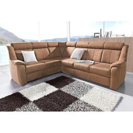 Sit & More sit&more Ecksofa &raquo;Basel L-Form&laquo; wahlweise mit Relaxfunktion braun Altara Nubuck , Luxus-Microfaser (100% Polyester;PRIMABELLE -Microfaser, Luxus-