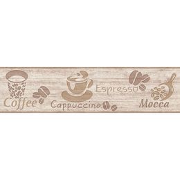 A.S. Cr&eacute;ation Bord&uuml;re &raquo;Only Borders&laquo; Holz gestreift realistisch glatt Tapete Bord&uuml;re einfarbig geometrisch Borte Wohnzimmer modern Design braun Papier B/L: 0,13m x 