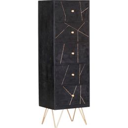 GUTMANN FACTORY Kommode schwarz Massivholz B/H/T: 50cm x 153cm x 43cm, 5 Stk., Akazie