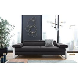 W.Schillig 2-Sitzer &raquo;finn&laquo; German Design Award 2016, Fu&szlig;gestell Chrom gl&auml;nzend, Breite 230 cm schwarz Flachgewebe S22 (100% Polyester);Stoff S37 (100%