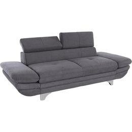 COTTA Polstergarnitur &raquo;Enterprise&laquo; Set, Set bestehend aus: 2-Sitzer mit Kopfteilverstellung & Hocker grau B/H/T: 214cm, Chenille-Struktur,mit 