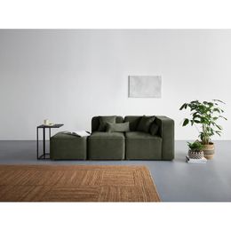 Home Affaire 3-Sitzer &raquo;Sundstrup&laquo; Modulserie, individuelle Zusammenstellung gr&uuml;n 100% Polyester B/H/T: 233cm x 76,5cm x 93cm, Samtoptik, Armlehne 