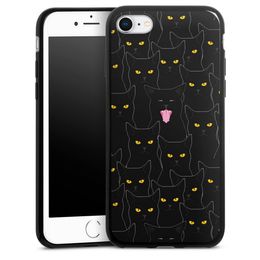 DeinDesign iPhone SE (2020) Handy Slim Case extra d&uuml;nn Silikon Handyh&uuml;lle schwarz H&uuml;lle Muster Eye Cat Silikon Slim Case