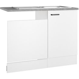 Optifit Sp&uuml;lenschrank &raquo;OPTImulti&laquo; Breite 110 cm, mit 1 T&uuml;r u. Blende f. Geschirrsp&uuml;ler, Einbausp&uuml;le wei&szlig; Holzwerkstoff wei&szlig;, B/H/T: 110cm x 88cm x 