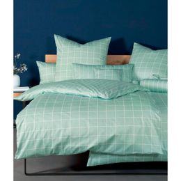 Janine Wendebettw&auml;sche &raquo;modernclassic 39025&laquo; 2 Stk. mit Rei&szlig;verschluss, 100% Baumwolle, mit Karos und Streifen gr&uuml;n Mako-Satin, Obermaterial: 100% Baumwolle 
