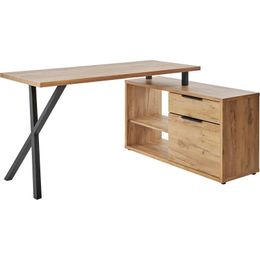 Jahnke Schreibtisch &raquo;X-TRA C 145 E&laquo; 1 Stk. tlg. Eckschreibtisch, wechselseitig montierbar, X-Gestell braun B/H/T: 140cm x 74cm x 60cm, kerneiche/ schwarz