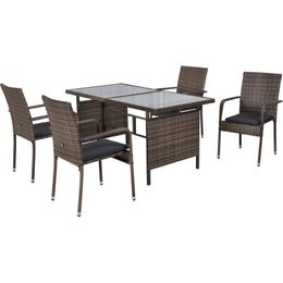 Merxx Garten-Essgruppe &raquo;Barcelona&laquo; Set, 9 tlg. inkl. 4 Sessel, 4 Auflagen, 1 Tisch braun Kunststoff, Stahl B/H/T: 56cm x 92cm x 60,5cm