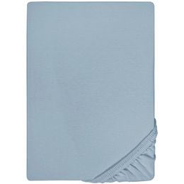Biberna Spannbettlaken &raquo;Marc&laquo; aus Baumwolle, f&uuml;r Matratzen bis 22 cm H&ouml;he, Bettlaken, Spannbetttuch blau Jersey, Obermaterial: 100% Baumwolle B/L: 200cm, 1 