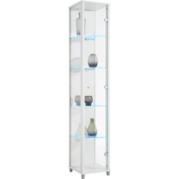 Fif M&ouml;bel fif m&ouml;bel Vitrine &raquo;OPTIMA&laquo; Standvitrine/Glasvitrine 1x Glast&uuml;r,perfekt f&uuml;r Sammler,Sammlervitrine wei&szlig; Holzwerkstoff, Sicherheitsglas ESG 