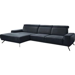 Die PlanBar Ecksofa &raquo;PN-EM22041 L-Form&laquo; wahlweise motorisches Canape oder Sitztiefenverstellung blau B/H/T: 335cm x 89cm x 188cm, Anilinleder Stoff, 