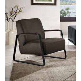 W.Schillig Cocktailsessel &raquo;quadroo Loungesessel,&laquo; mit bezogenen Armlehnen, Gestell in Schwarz pulverbeschichtet braun Velourgewebe V41 (100% Polyester
