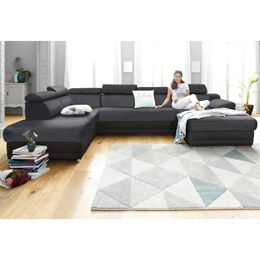 Sit & More sit&more Wohnlandschaft &raquo;Xenia U-Form&laquo; wahlweise mit Schlaffunktion schwarz Kunstleder SOFTLUX ;Luxus-Microfaser ALTARA NUBUCK (100% Polyester);Luxus-