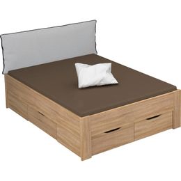 Rauch Stauraumbett &raquo;Aditio&laquo; inklusive Kopfteil und Schubk&auml;sten braun Liegefl&auml;che L&auml;nge B: 200cm x 140cm, H&ouml;he Bett: 107cm H&ouml;he Fu&szlig;teil: 50cm, ohne 