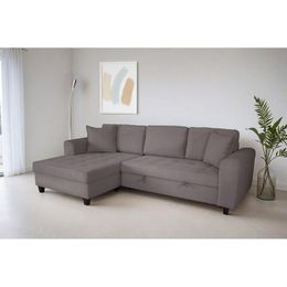Trends by HG Ecksofa &raquo;Moritz L-Form, B: 265 cm&laquo; mit Schlaffunktion, Bettkasten & Zierkissen grau 92% Polyester;8% Nylon B/H/T: 265cm x 86cm x 150cm, 