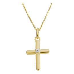 Firetti Damen Kettenanh&auml;nger &raquo;Schmuck Geschenk Gold 333 Halsschmuck Anh&auml;nger Kreuz&laquo; mit Brillanten gold 0,01 P2 = erkennbare Einschl&uuml;sse, Diamanten 