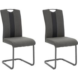 Hela Freischwinger &raquo;Amber&laquo; (Set) 2 Stk.2 oder 4 St&uuml;ck, Bezug aus Webstoff grau 100% Polyester;Webstoff B/H/T: 43cm x 98cm x 56cm, 2 Stk., Webstoff