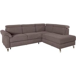 Sit & More sit&more Ecksofa &raquo;Arngast L-Form&laquo; inklusive Kopfteilverstellung und Federkern grau B/H/T: 245cm x 84cm x 194cm, Struktur weich, Ottomane rechts,mit 