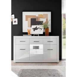 Home Affaire Sideboard &raquo;Bianco, moderner Schrank, Kommode in Wei&szlig; Hochglanz&laquo; silberne Metallgriffe, ausreichend Stauraum, zeitlos, 164 cm breit wei&szlig; 