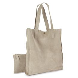 ELBSAND Damen Schultertasche &raquo;Shopper, Ledertasche, Handtasche, Tragetasche, Damentasche&laquo; aus weichem Veloursleder beige B/H/T: 33cm x 36cm x 8cm