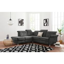 Sit & More sit&more Ecksofa &raquo;Darwin L-Form&laquo; inklusive Federkern, wahlweise mit Kopfteilverstellung, Schlaffunktion blau B/H/T: 249cm x 221cm, Luxus-Microfaser 