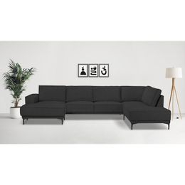 OTTO home Wohnlandschaft &raquo;OLAND Flachgewebe U-Form, XXL, B: 345 cm, Skandi-Design&laquo; U-Form, 345 cm, Wellenunterfederung, Skandi-Design, Metallf&uuml;&szlig;e grau