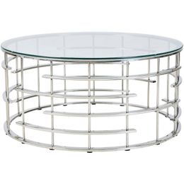 Salesfever Couchtisch &raquo;Glastisch: Stil und Funktionalit&auml;t Wohnzimmertisch&laquo; Gestell gefertigt aus rostfreiem Edelstahl silber Metall, Sicherheitsglas B