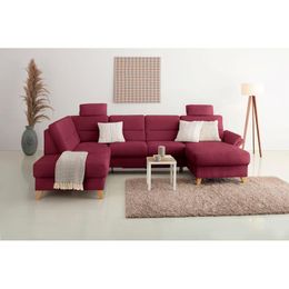 OTTO home Wohnlandschaft &raquo;Westerland U-Form&laquo; Federkern, wahlweise Schlaffunktion, Stauraum und Armlehn-Verstellung rot 100% Polyester B/H/T: 303cm x 