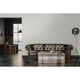 Livingwalls living walls Vliestapete &raquo;Stories of Life Tapete Vintage Grau Creme Gold&laquo; Abriebeffekte einfarbig uni aufgesch&auml;umt Vliestapete f&uuml;r K&uuml;chen und 