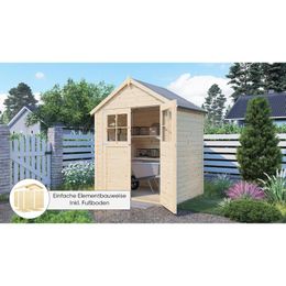 Konifera Gartenhaus &raquo;Osterbek 1&laquo; Inklusive Fussboden beige Massivholz Fu&szlig;boden im Gartenhaus, ohne Dacheindeckung