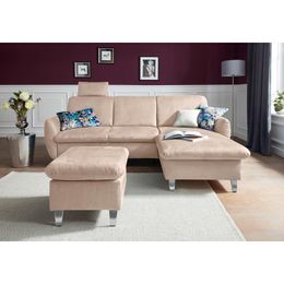 Sit & More sit&more Ecksofa &raquo;Daytona L-Form&laquo; mit Federkern, einer Kopfst&uuml;tze und wahlweise mit Schlaffunktion beige B/H/T: 245cm x 93cm x 164cm, Luxus-Microfaser