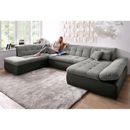 DOMO collection Wohnlandschaft &raquo;MORIC 353x216x80 cm, mit viel Platz, U-Form, auch in Cord&laquo; im XXL-Format, wahlweise mit Bettfunktion und 