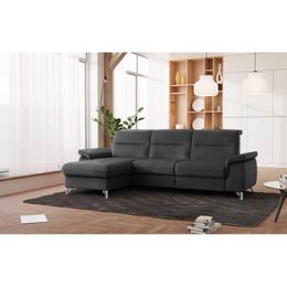 Sit & More sit&more Ecksofa &raquo;Astoria L-Form&laquo; wahlweise mit motorischer Relaxfunktion grau 100% Polyester B/H/T: 260cm x 91cm x 175cm, Luxus-Microfaser in 
