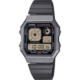 CASIO VINTAGE Damen CASIO VINTAGE Chronograph Quarzuhr, Armbanduhr, Damenuhr, Herrenuhr, Edelstahlarmband, digital schwarz Einheitsgr&ouml;&szlig;e