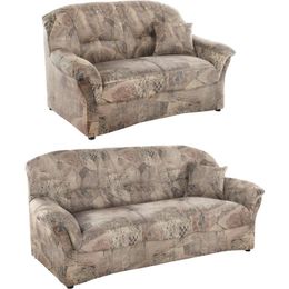 DOMO collection Polstergarnitur &raquo;Bahia zeitlos & elegantes Sofa, bequem&laquo; Set, Microfaser, natur braun Luxus-Microfaser, Inklusive Federkern